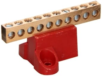 Isolated Ground Bar, Copper 2-14 Wire Range, 1.75" Width, 2.31" Height, 4.07" Length: Screw ...