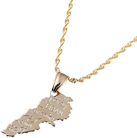 Lebanon Country Map Pendant Necklaces Gold Color Jewelry Liban Maps of ...