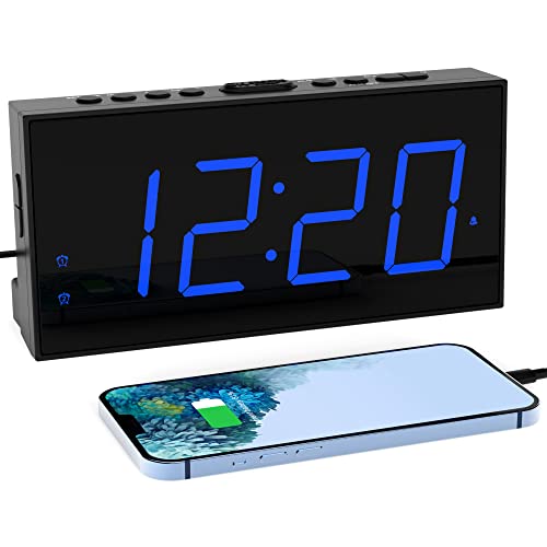 Alarm Clock for Bedroom, 7.5" LED Large Display Digital Clock with USB ...