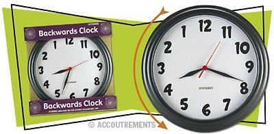 Amazon.com: Backwards Wall Clock Novelty Gag Joke Office Decor: Home ...