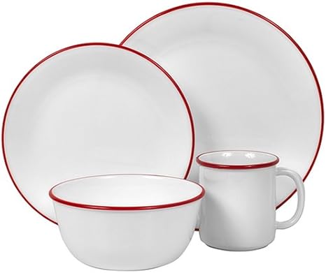 Amazon.com | Corelle Ultra Red Hoops 16-Piece Set, Service for 4 ...
