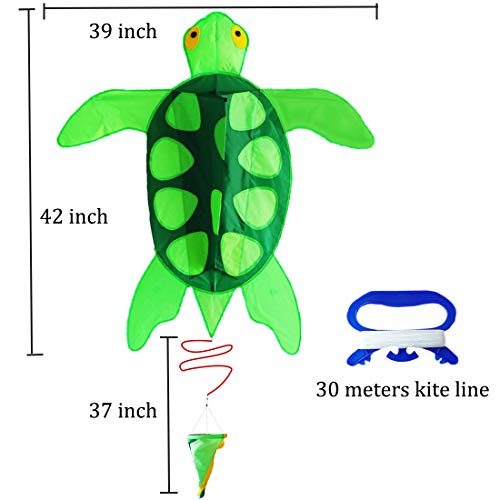 ZHUOYUE Sea Turtle Kites for Kids Boys Girls,Single Line Nylon 3D Kite ...