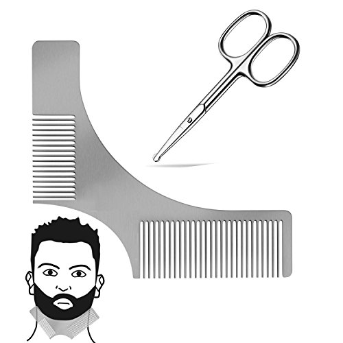 Beard Shaping Tool Template And Scissors Kit ZDU Stainless Steel Beard 