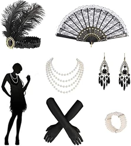 سعر Goodern 8 Piece 1920s Flapper Gatsby Costume Accessories Set 1920s Flapper Accessories 20s ...