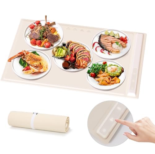 Electric Warming Tray with Adjustable Temperature, Upgraded Silicone ...
