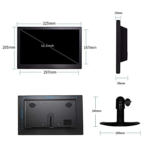 13.3 inch Mini Monitor Small PC Monitor HDMI Monitor 1366x768 LED ...
