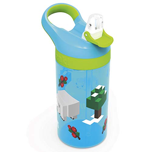 Zak Designs Minecraft Kids Water Bottle with Straw and Built in ...