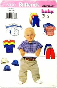 Amazon.com: Butterick 6030 Sewing Pattern Infants Shirt T-Shirt Pants ...