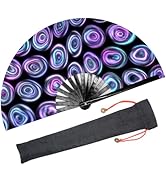 Amazon.com: Leehome Large Rave Folding Hand Fan for Women/Men,Chinese/Japanese with Bamboo and ...