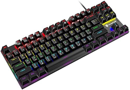 UCHUANG English Arabic Mechanical Gaming Keyboard with RGB LED Rainbow ...