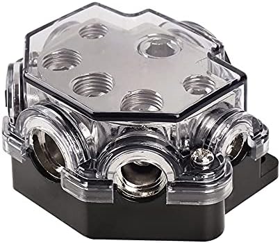 Amp Power Distribution 5 Way,1X0 AWG Gauge in 2/4/8 AWG Gauge Out Power Distribution Block for ...