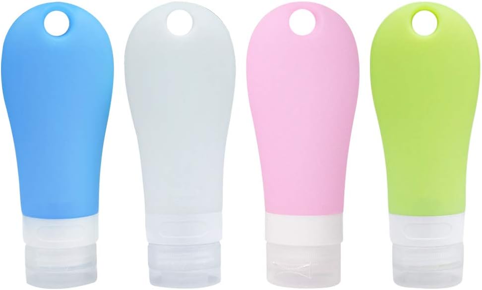 4 Piezas Botella Viaje Silicona Botellas de Viaje Set Viaje Mujer Botellas y contenedores de ...