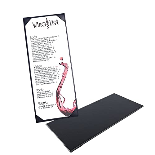 Leather Menu Holder Menu Covers for 4.25 x 11 inch Menus, Black ...