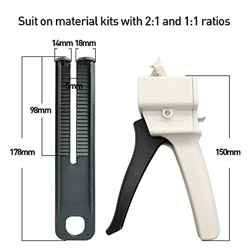 2Pcs Dispenser Gun 50ml 1:1,2:1 AB Cartridges Epoxy Gun, Adhesive Impression Gun Mixing Dental ...