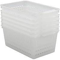 Amazon.com: Qskely Plastic Clear Storage Basket, Rectangle, Pack of 6 ...