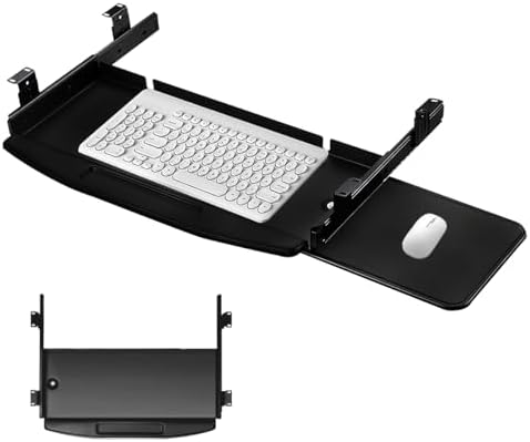 Under Desk Keyboard Mouse Holder Keyboard Tray with 360 Rotating Mouse ...