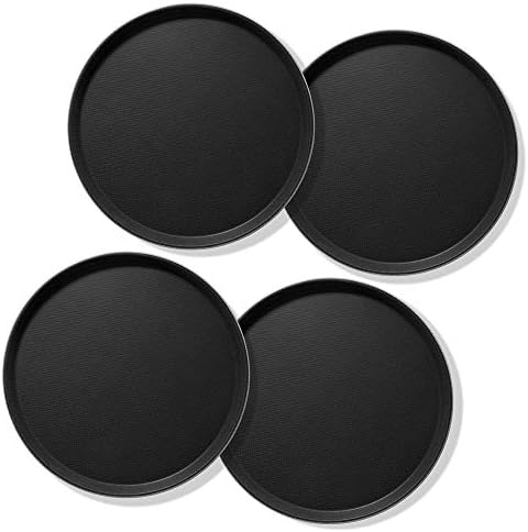 Jubilee (Set of 4) 11" Round Restaurant Serving Trays, Black - NSF ...