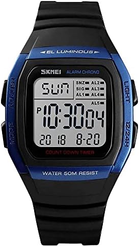 Men's Square Digital Watch Classic Multi-Function Waterproof Stopwatch ...