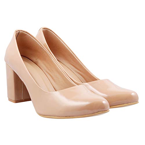 Store U Women's Skin Colour Block Heel Bellies : Amazon.in: Shoes ...