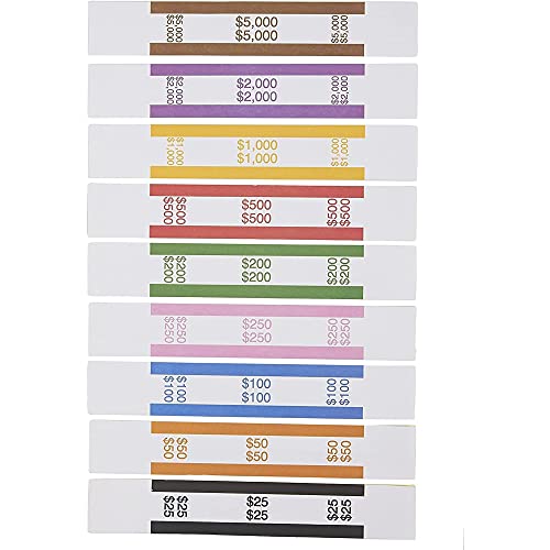 300-Pack of Money Bands for Cash, Assorted Self-Adhesive Currency ...