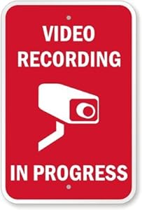 Amazon.com: Video Recording In Progress (with Graphic) Sign, 18" x 12 ...