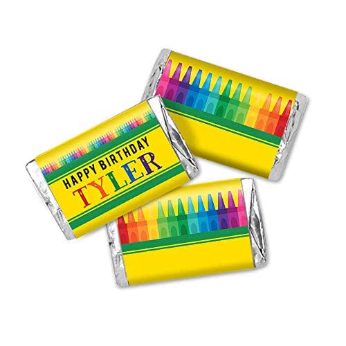Amazon.com: Crayon Box Personalized Birthday Stickers, Miniatures Candy ...