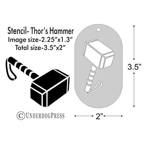 Amazon.com: Stencil- Thor's Hammer, 2.25x1.3 Inch Image on 3.5x2 Border ...