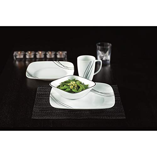Corelle Squares Simple Sketch 1088188 16-Piece Dinnerware Square White ...