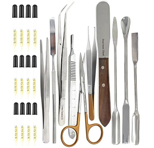 22 PCS Science Lab Micro Spatula Tweezer Sampler Set, Stainless Steel ...