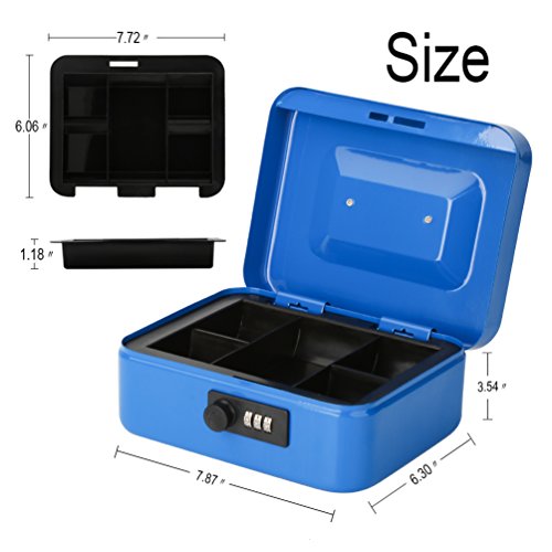 Decaller Cash Box with Combination Lock, Safe Metal Small Locking Box ...