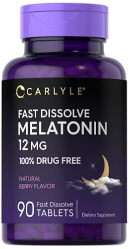 Carlyle Melatonin 12 mg Fast Dissolve 90 Tablets | Natural Berry Flavor ...