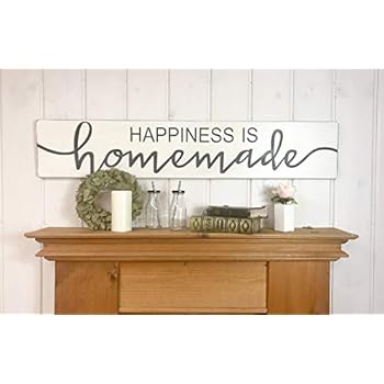 Amazon.com: Happiness is Homemade Wooden Sign - Rustic Farmhouse Wood ...
