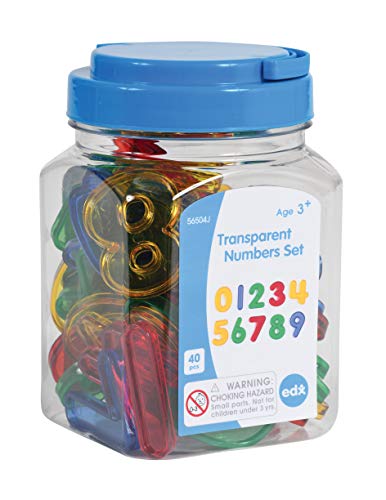edxeducation Transparent Numbers Set - Mini Jar Set of 40 - Colorful ...