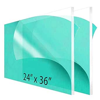 (2 Pack) 1/8" Thick Clear Acrylic Sheets - 24" x 36" Pre-Cut Plexiglass ...