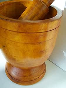 Amazon.com : Huge Extra Large Mortar and Pestle Handmade Wood Haitian ...