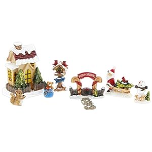 Set of 8 Mini Fairy Garden Figurines for Winter Decor