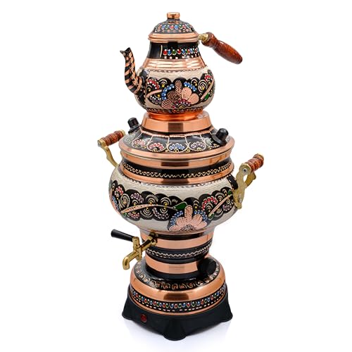 Russian Copper Electric Samovar 5.2 Liters Engraved Traditional Tea ...
