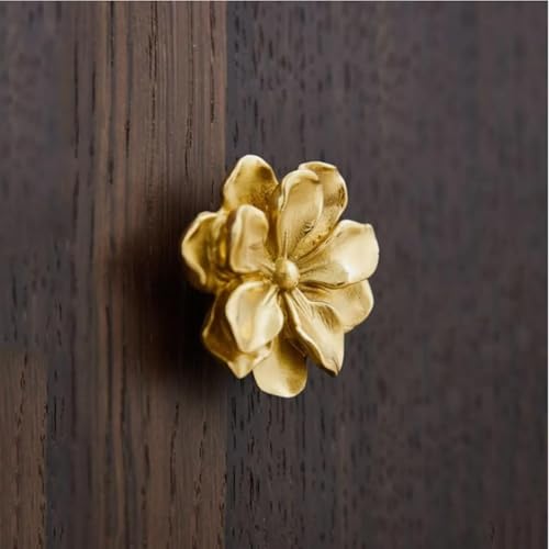 MFYS Solid Brass Gold Leaf Handles for Cabinets and Flower Shape ...