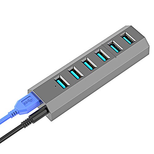 USB Hub, Aiibe 6 Ports Super High Speed USB 3.0 Hub Splitter + 10W ...