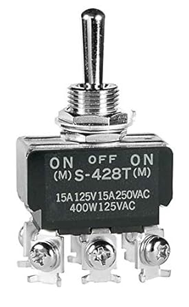 Toggle Switch, DPDT, Non Illuminated, (On)-Off-(On), Panel, 15 A ...