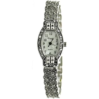 Amazon.com: Geneva Platinum Marcasite Oval Face Women's Watch: Watches