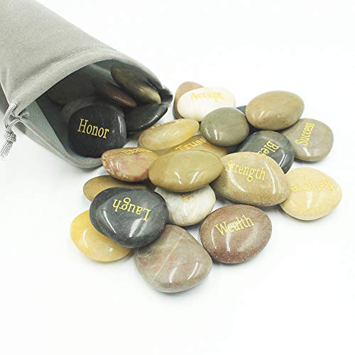 25 Engraved Inspirational Stones with Words of Encouragement – Gold ...