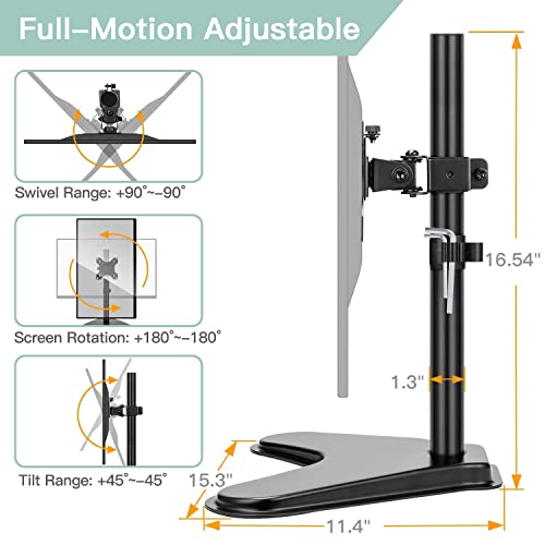 HUANUO Single Monitor Stand, Free Standing Monitor Desk Stand for 13 to ...