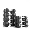 XMark 350 lb Dumbbell Set and Heavy Duty Dumbbell Rack, 10 to 40 lb Hex ...