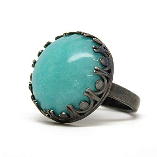 Amazon.com: Amazonite Ring-20mm Handmade in all Sterling Silver: Handmade
