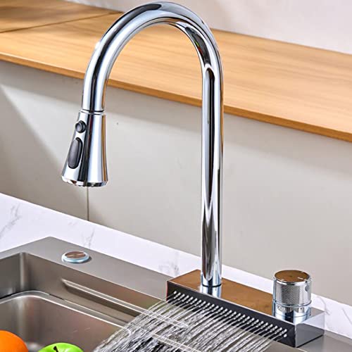 Kitchen faucets with Pull Down Sprayer with Waterfall Shower Stainless ...