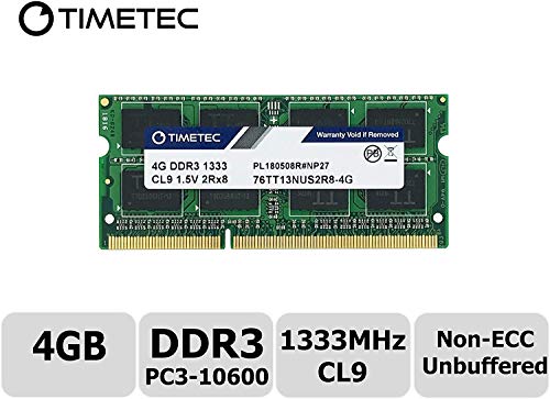 Timetec Hynix IC 4GB DDR3 1333MHz PC3-10600 Unbuffered Non-ECC 1.5V CL9 2Rx8 Dual Rank 204 Pin ...