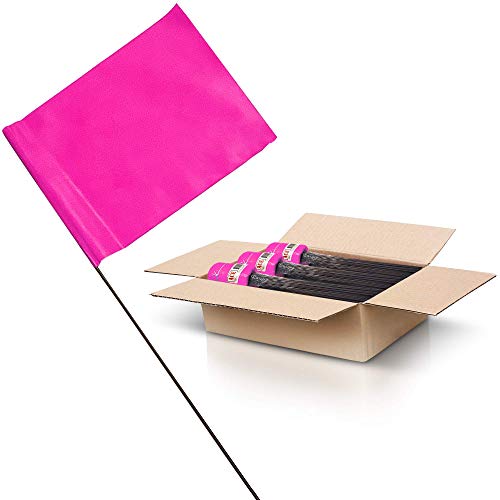 Pink Marking Flags 1000 Pack - 4x5-Inch Marker Flags - 15-Inch Wire ...