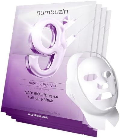 numbuzin No.9 Sheet Mask | NAD+ BIO Lifting-sil Full Face Mask | Improves Jawline, Jowls ...