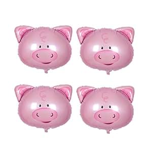 Amazon.com: LUOEM 4pcs Pig Mylar Balloon Pink Pig Head Balloons ...